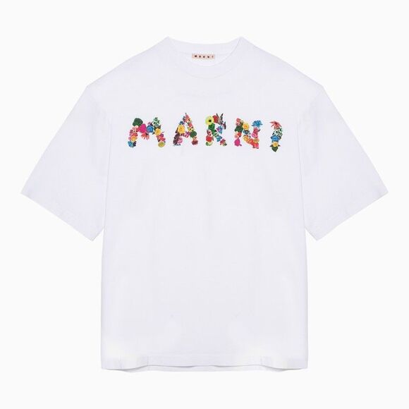 Marni | Sweaters | Marni White Tshirt With Marni Logo Bouquet | Poshmark